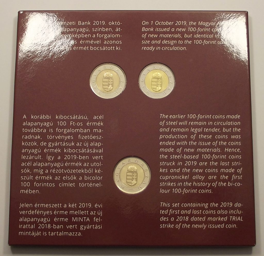 2019 Az első réz és az utolsó acél bicolor 100Ft minta dísztokos ...